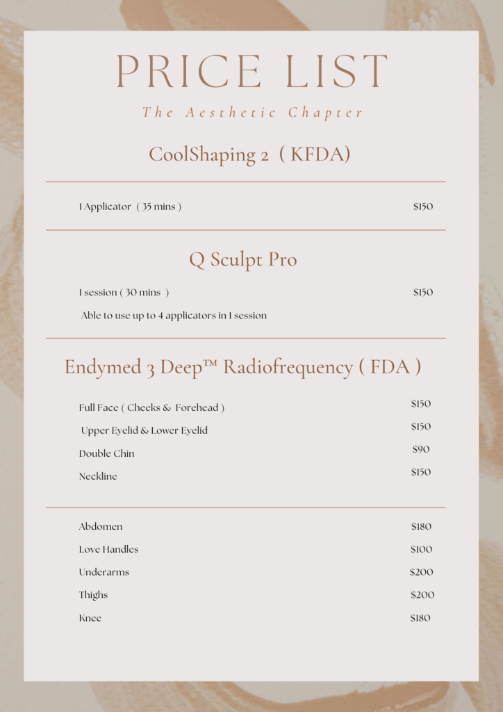 Price List - The Aesthetic Chapter Singapore